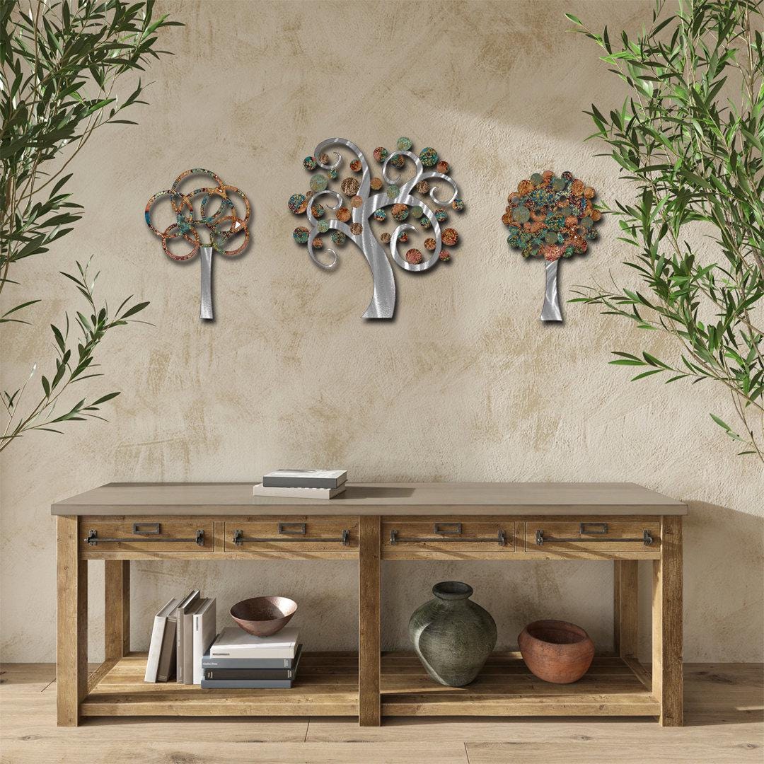 Set of Metal Tree Wall Art – Rustproof Indoor Outdoor Decor, Modern ...