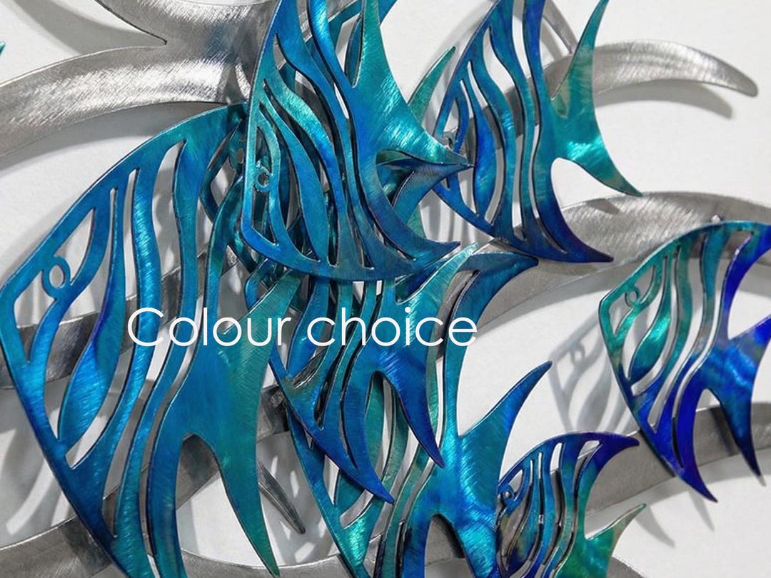 Stainless Steel Ocean Fish Wall Art – Modern Blue Metal Sculpture ...