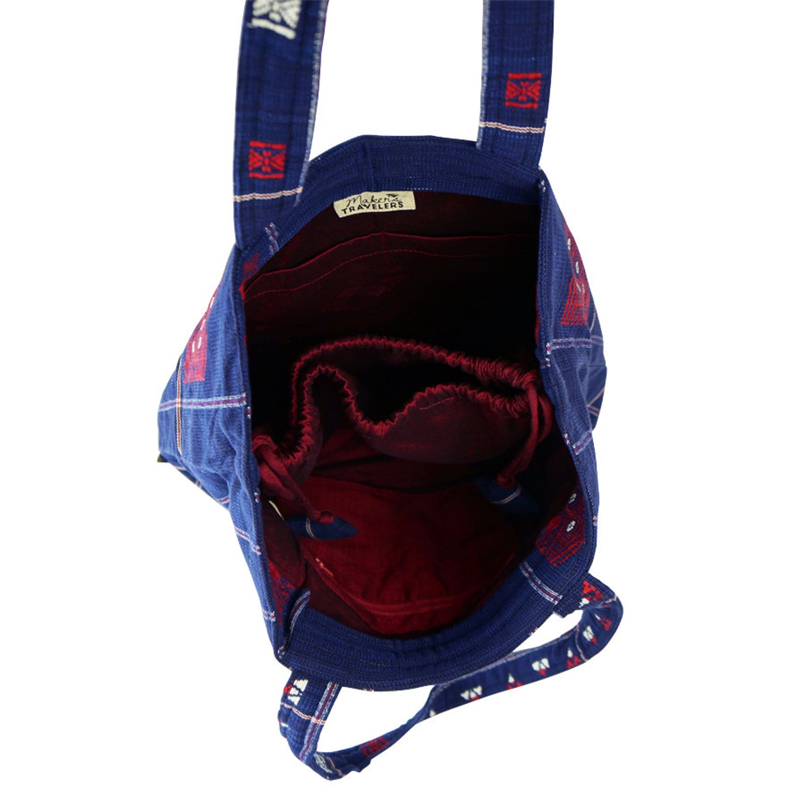 Red White and Blue Large Handwoven Tote Bag Lined With Many - Etsy