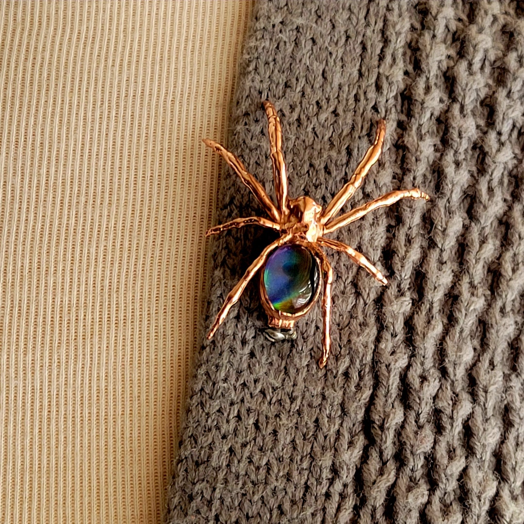 Real Copper Electroformed Spider Pin, Spider Brooch, Spider Jewelry ...