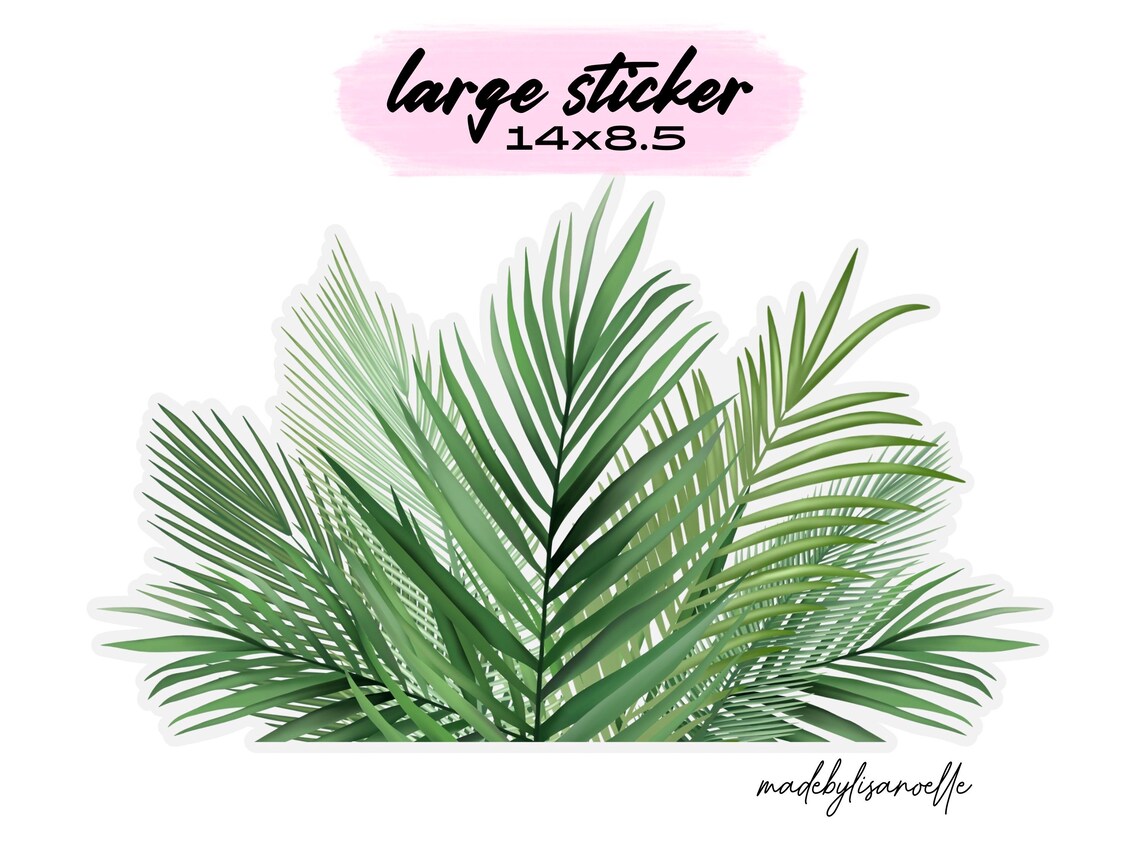 Large Palm Sticker Clear Edge Car Window Sticker Yeti Cooler Sticker ...