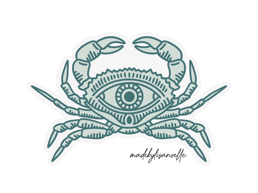 Crab Sticker, 2 Size Options - Aesthetic Crab - Evil Eye Crab ...