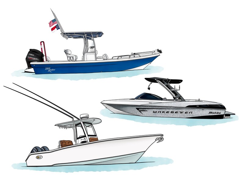 Custom Hand Drawn Boat Art / Boat Illustration/ Files Only - Etsy