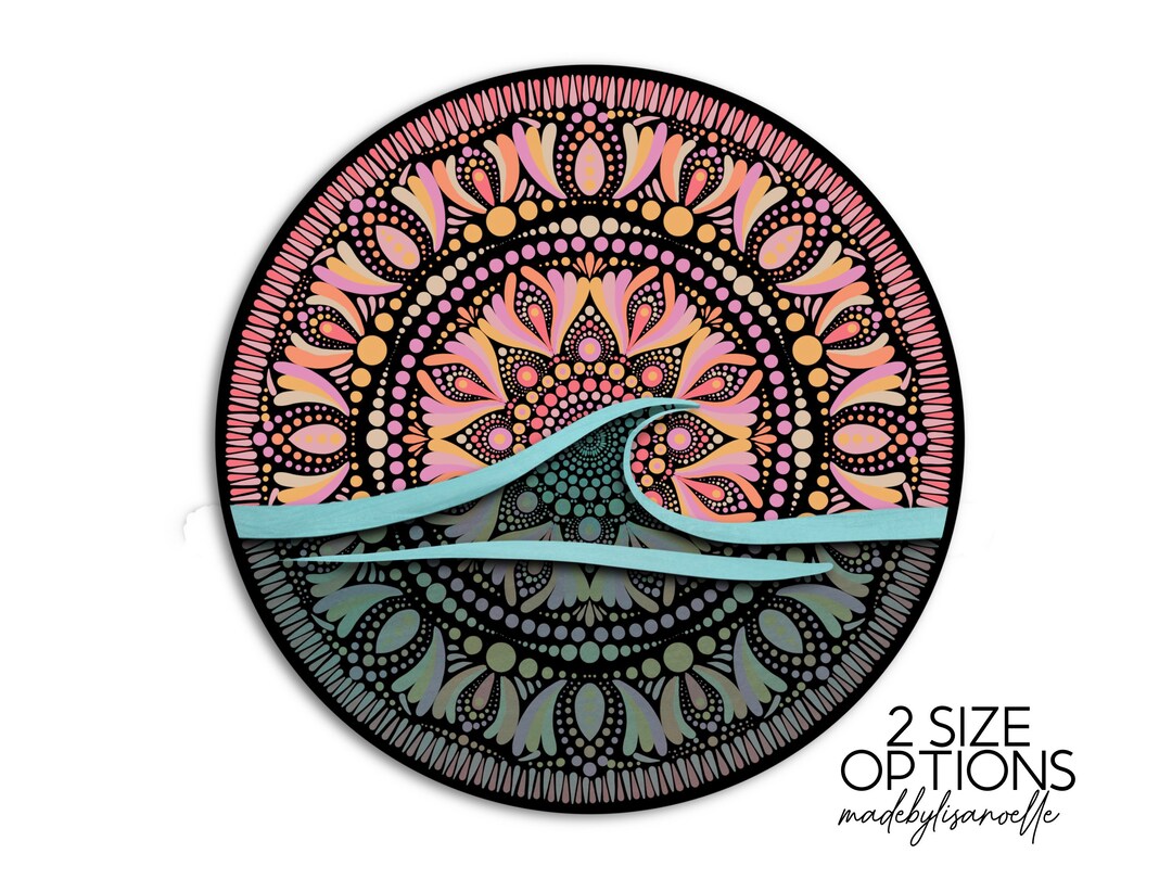 Mandala Wave Sticker - 2 Sizes - Mandala Sunset Aesthetic - Water ...