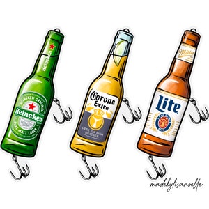 Beer Bottle Fishing Lure Corona Miller Lite Heineken Fishing Sticker ...