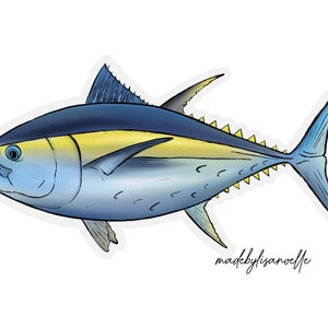 Tuna Sticker, 4inch - Clear Edge, Yellowfin Tuna Sticker, Big Eye Tuna ...