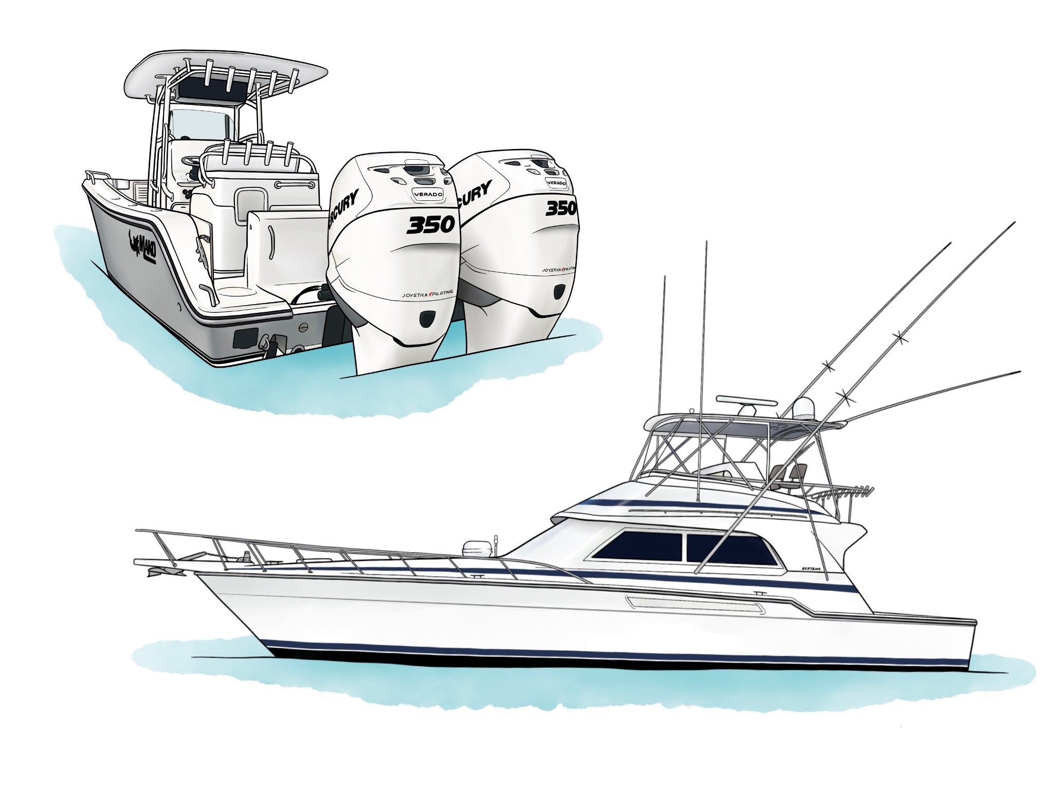 Custom Hand Drawn Boat Art / Boat Illustration/ Files Only - Etsy