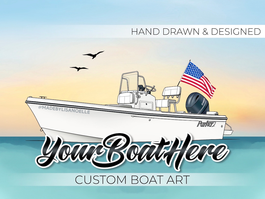 Custom Hand Drawn Boat Art - Boat Illustration - Files Only - Boat ...