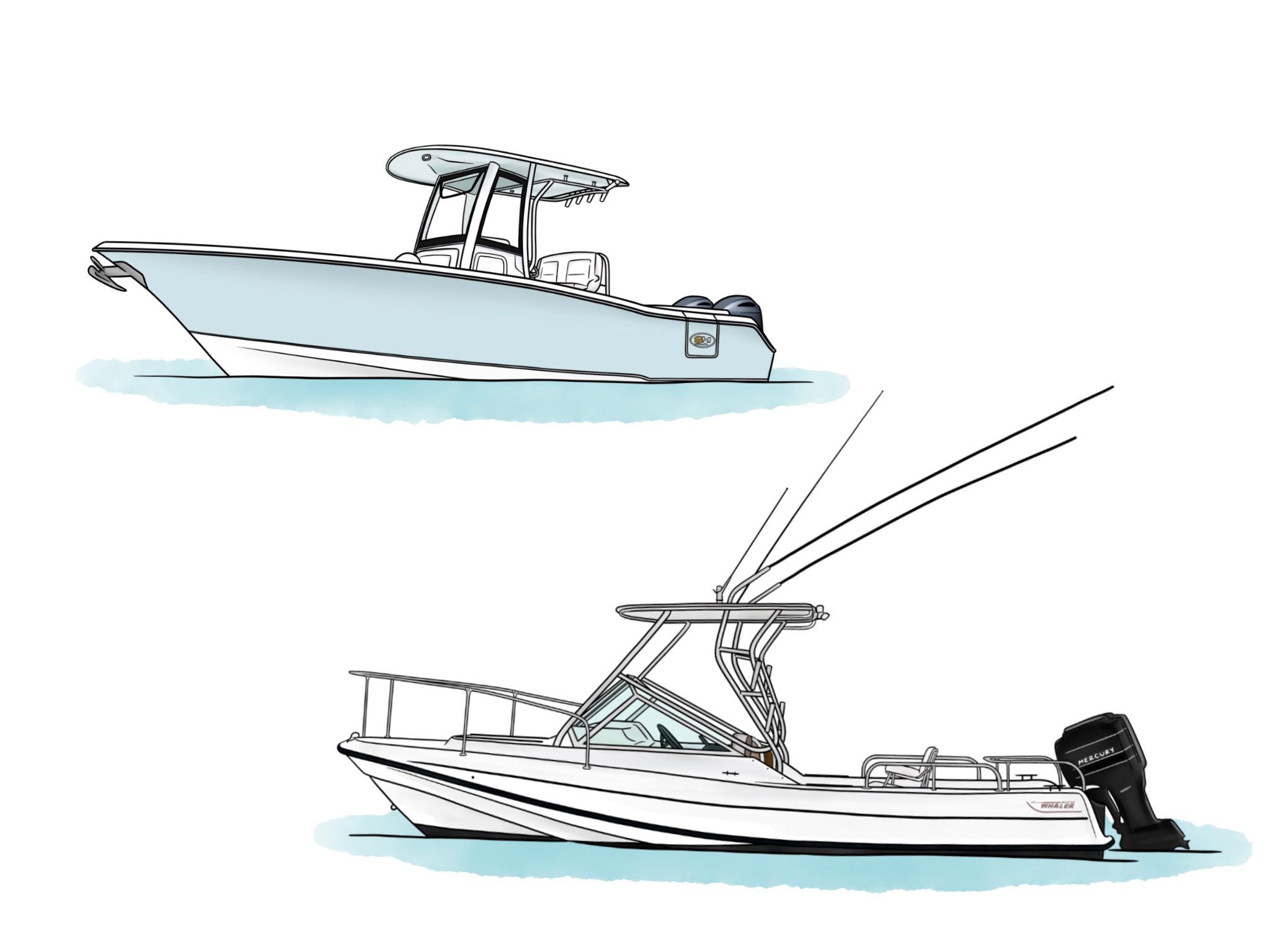 Custom Hand Drawn Boat Art / Boat Illustration/ Files Only - Etsy