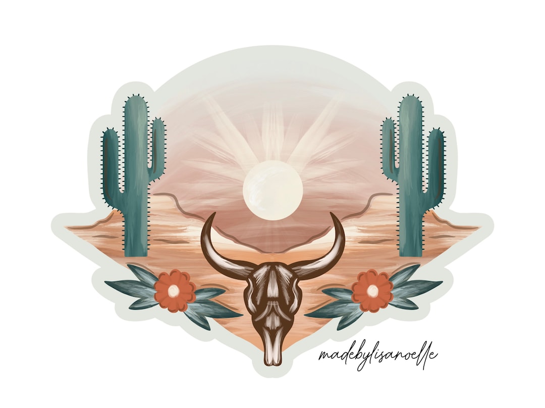 Western Boho Sticker - Skull Desert Sticker - Yeti Sticker - Water ...