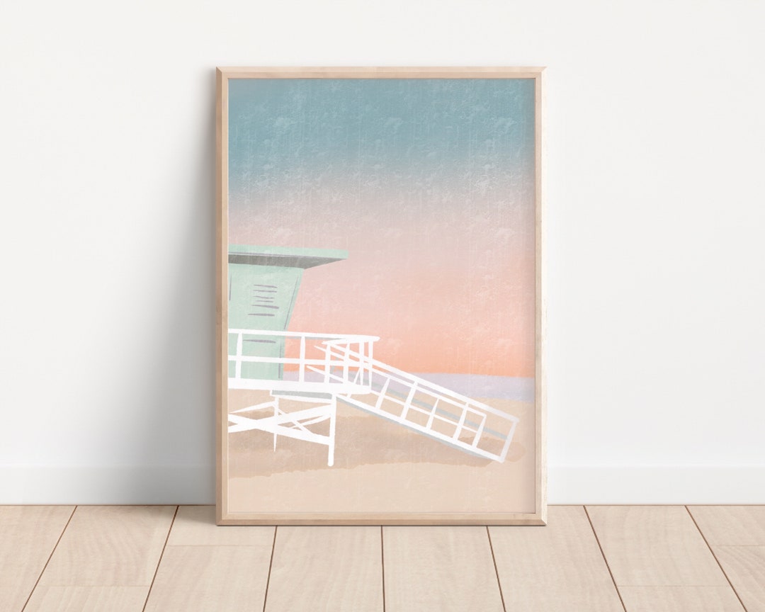 Lifeguard Stand Wall Art, Beach Prints, Beach Gallery Wall Set, Modern ...
