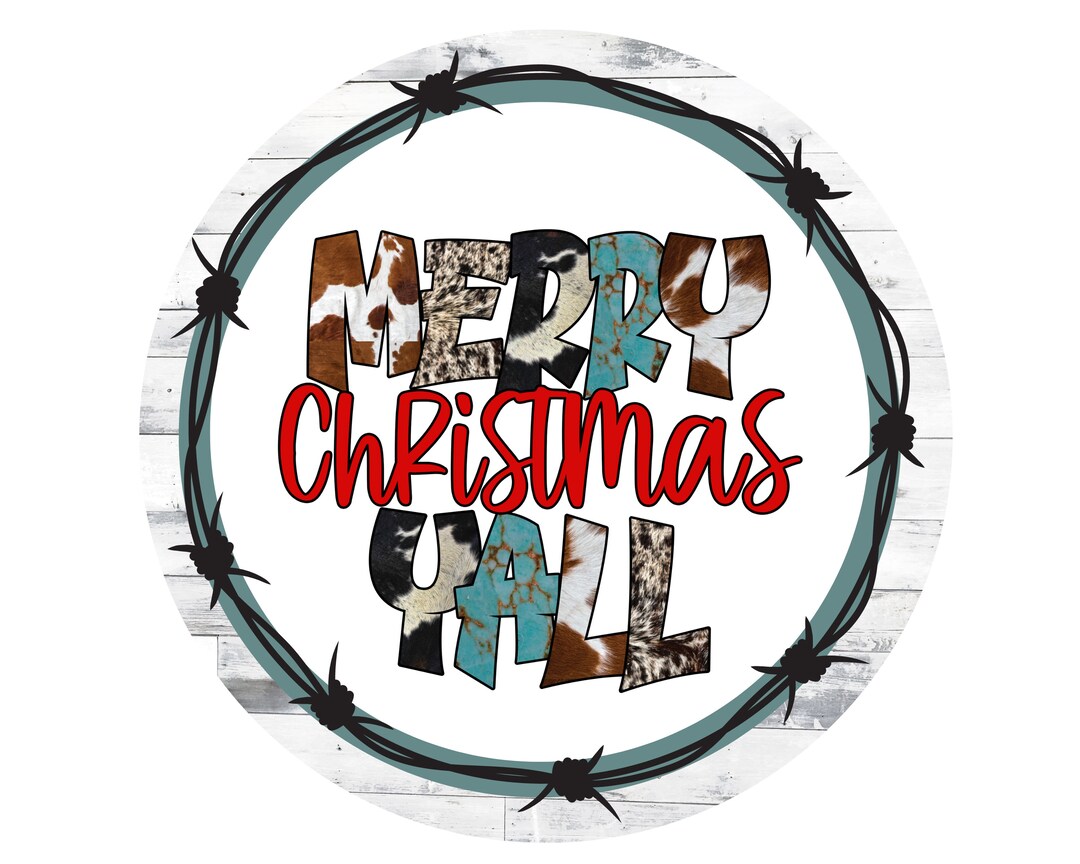 Western Christmas Sign, Cow Print Christmas Sign, Farmhouse Wreath ...
