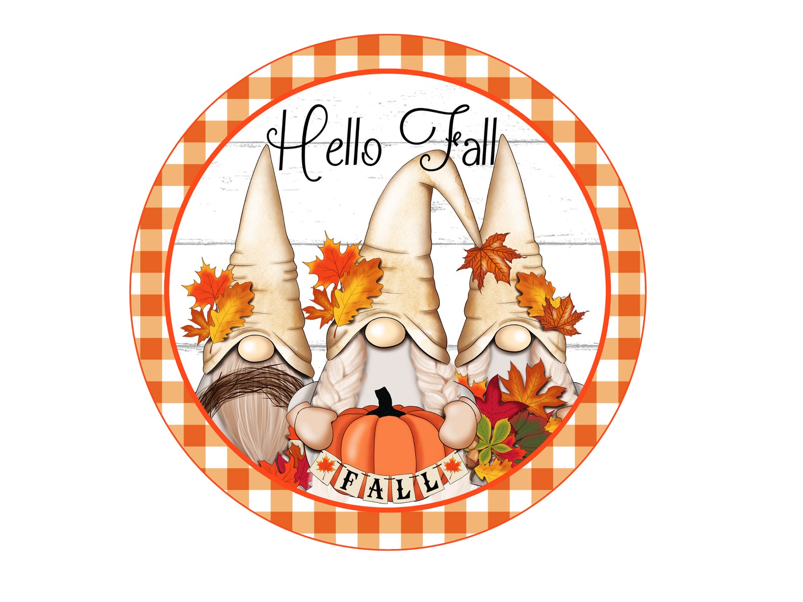 Hello Gnome Fall Sign, Fall Wreath Attachment, Three Gnome Sign - Etsy