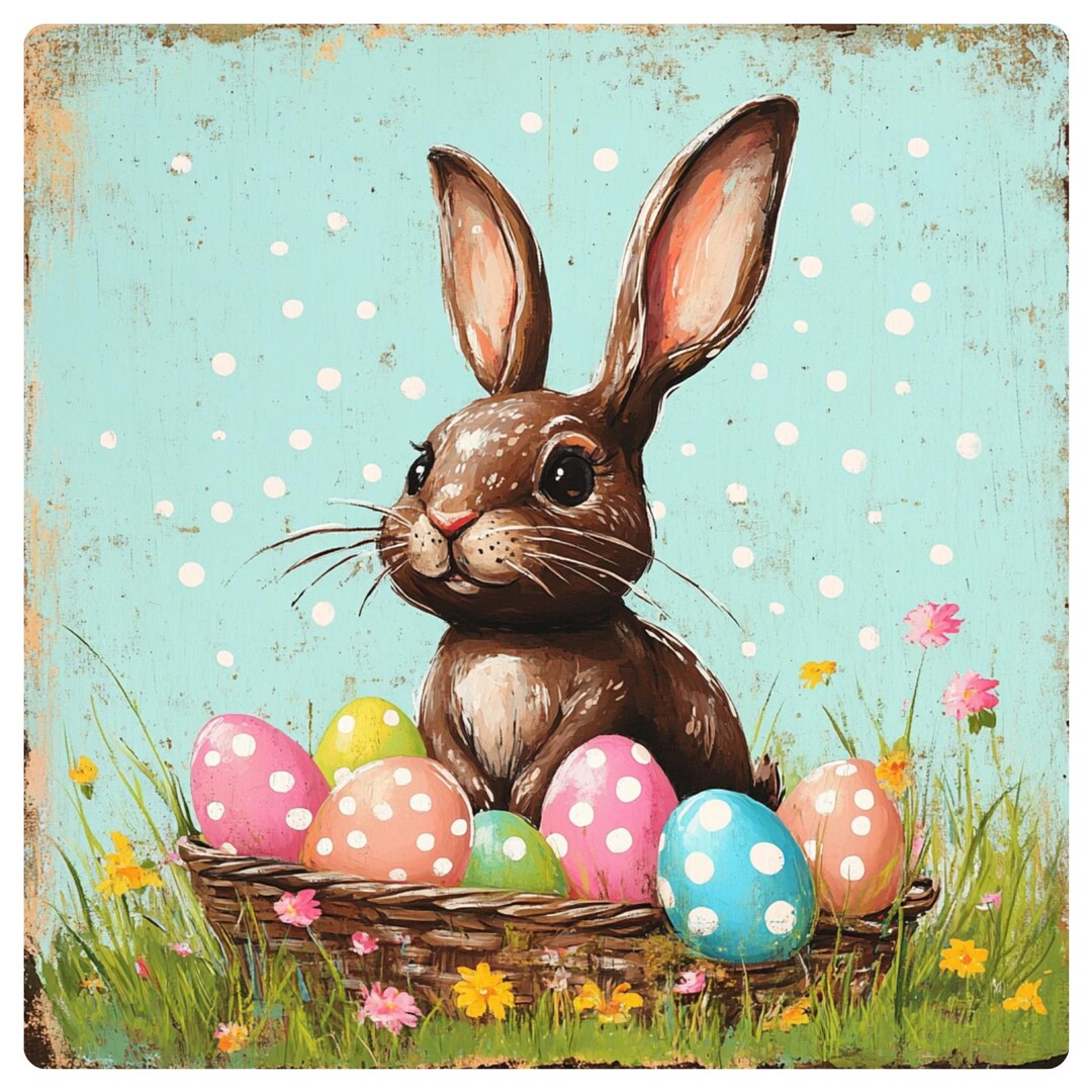 Cute Easter Bunny With Egg Sign, Welcome Sign for Spring Home, Spring ...