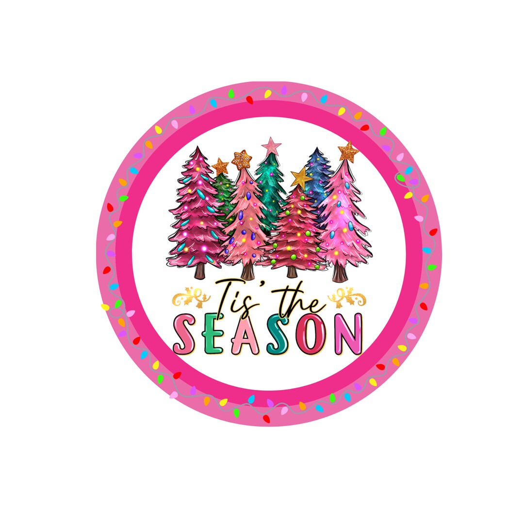 Pink Christmas Sign, Polka Dot Attachment, Christmas Wreath Decor - Etsy