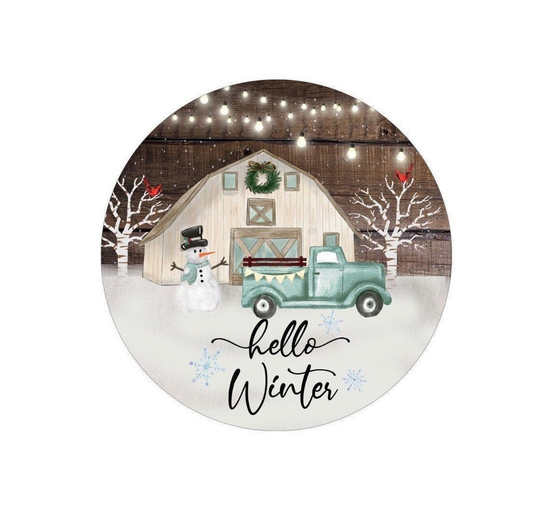 Barn Farmhouse Christmas Sign, Sublimation Wreath Sign, Metal Wreath ...