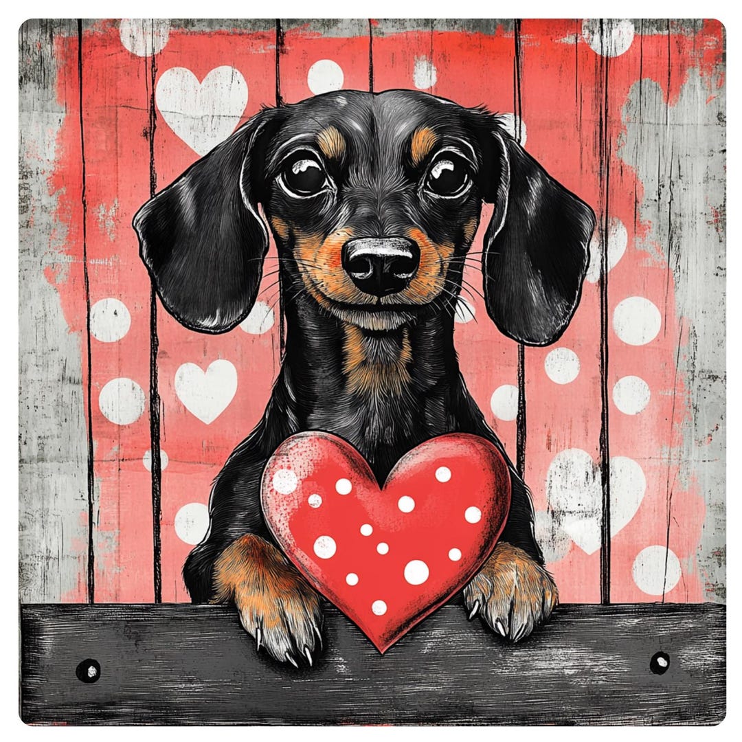 Dachshund Valentine, Weiner Dog Valentine Gift, Sausage Dog Art, Gift ...