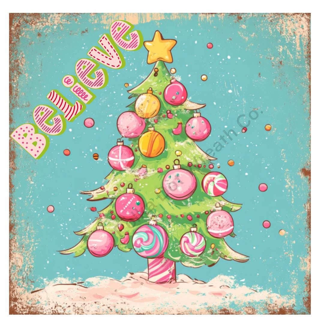 Whimsical Christmas Sign, Pink Christmas Decor, Believe in Santa Claus ...