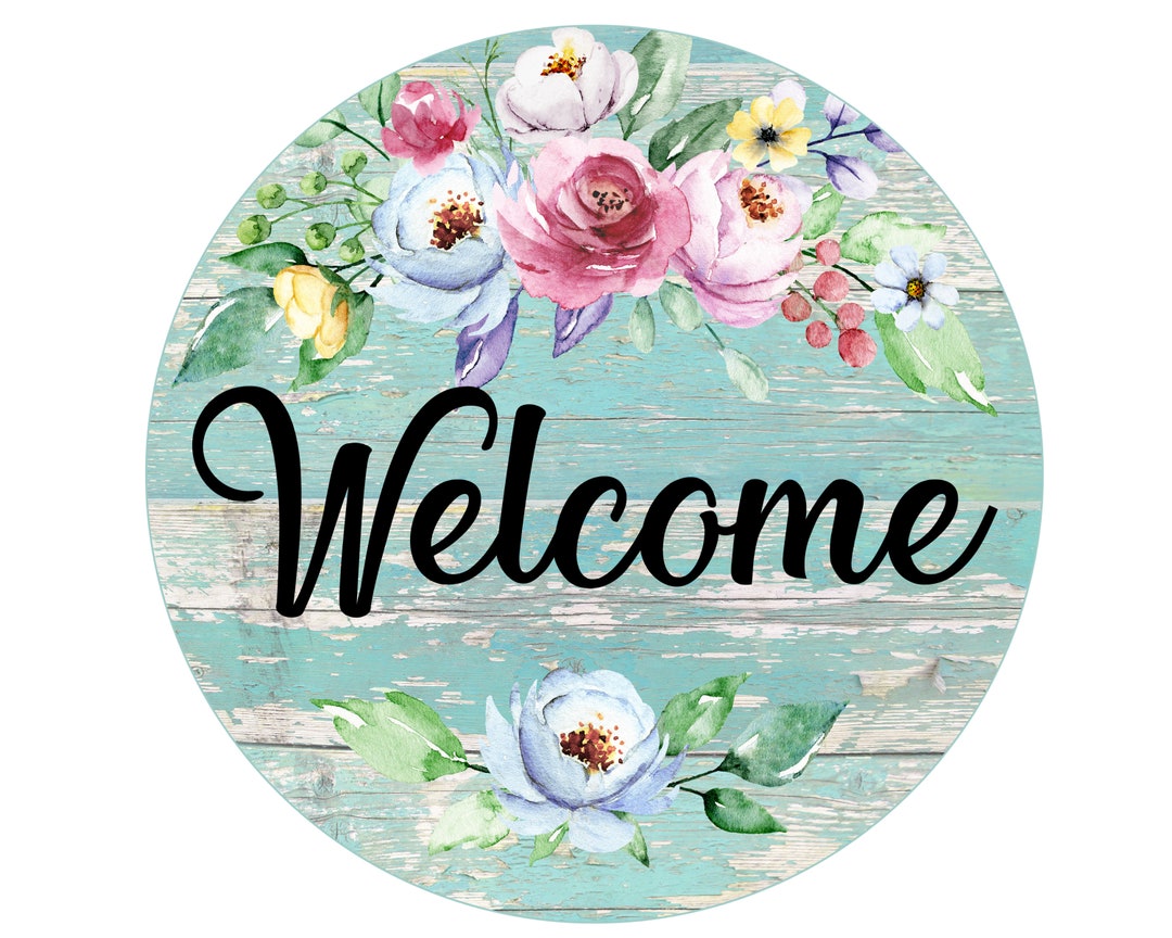 Welcome Spring Sign, Spring Wreath Attachment, Floral Welcome Sign - Etsy