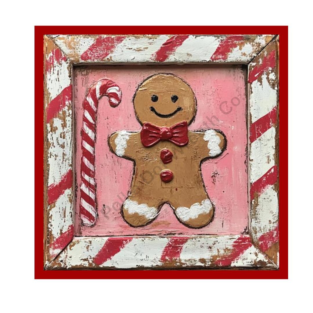 Primitive Gingerbread Christmas Sign, Pink and Red Gingerbread Decor ...
