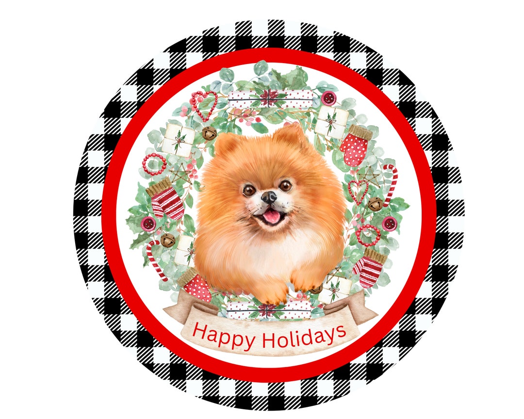 Dog Christmas Sign, Happy Holidays Sign, Christmas Wreath Attachment - Etsy