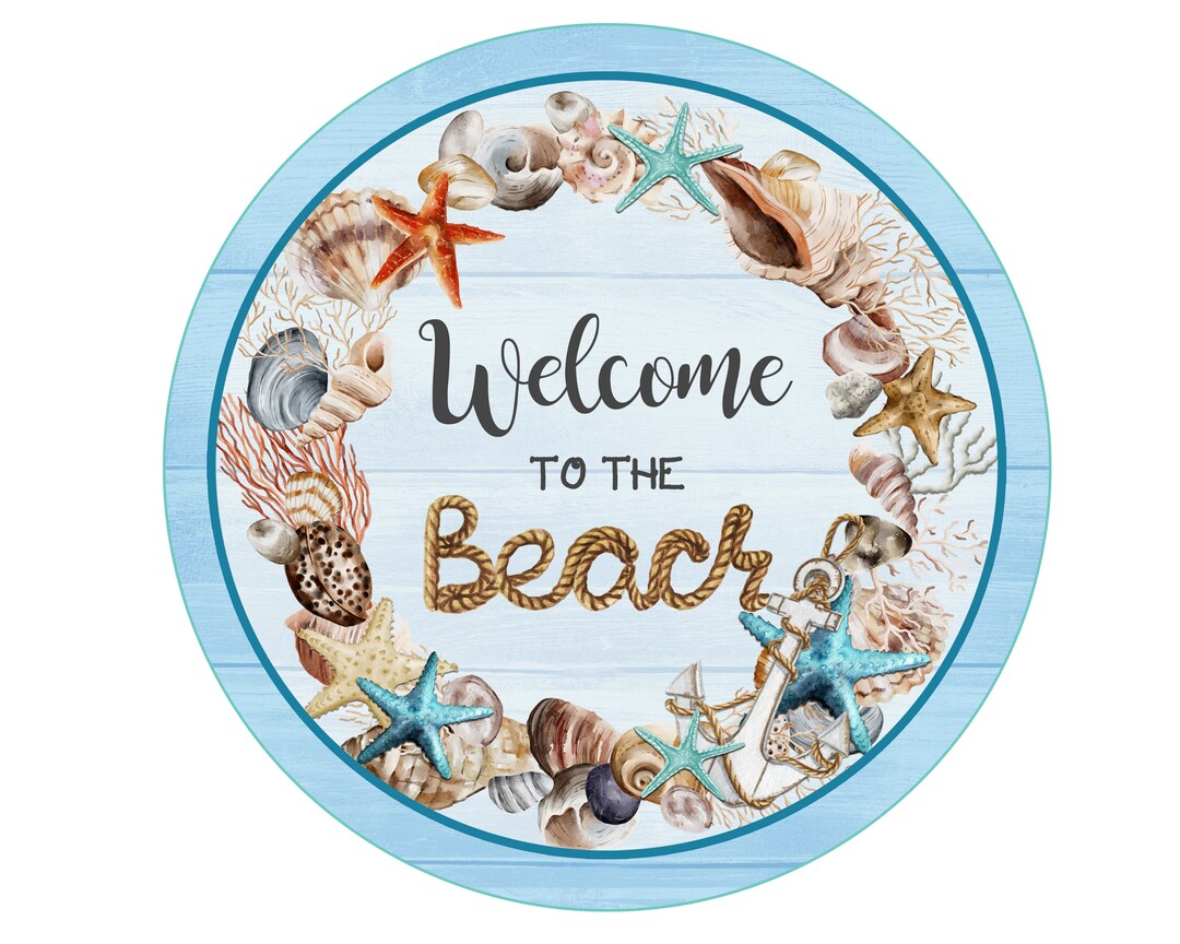 Summer Beach Wreath Attachment Beach Welcome Sign Beach - Etsy