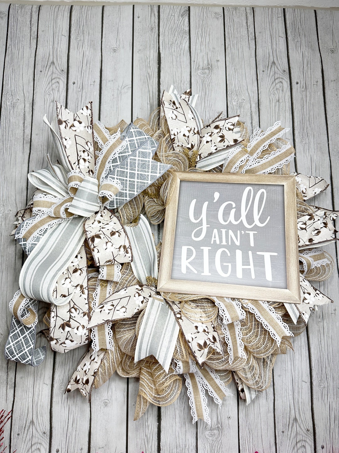 Neutral Wreath for Front Door, Welcome Wreath for Spring, Every Day ...