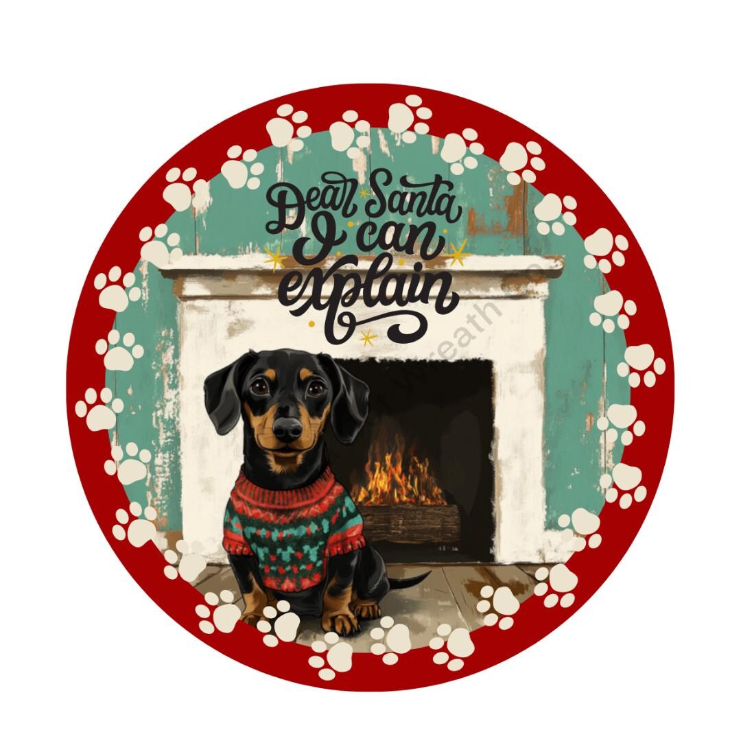 Dachshund Christmas Metal Sign: Weiner Dog Wreath Attachment - Etsy