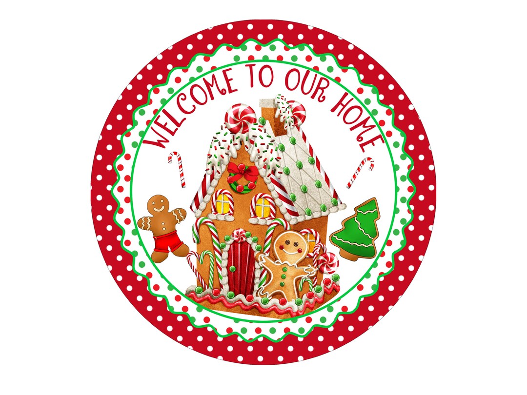 Gingerbread Welcome Sign Christmas Metal Sign Holiday Wreath - Etsy