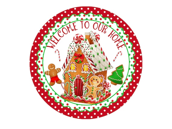 Gingerbread Welcome Sign Christmas Metal Sign Holiday Wreath | Etsy