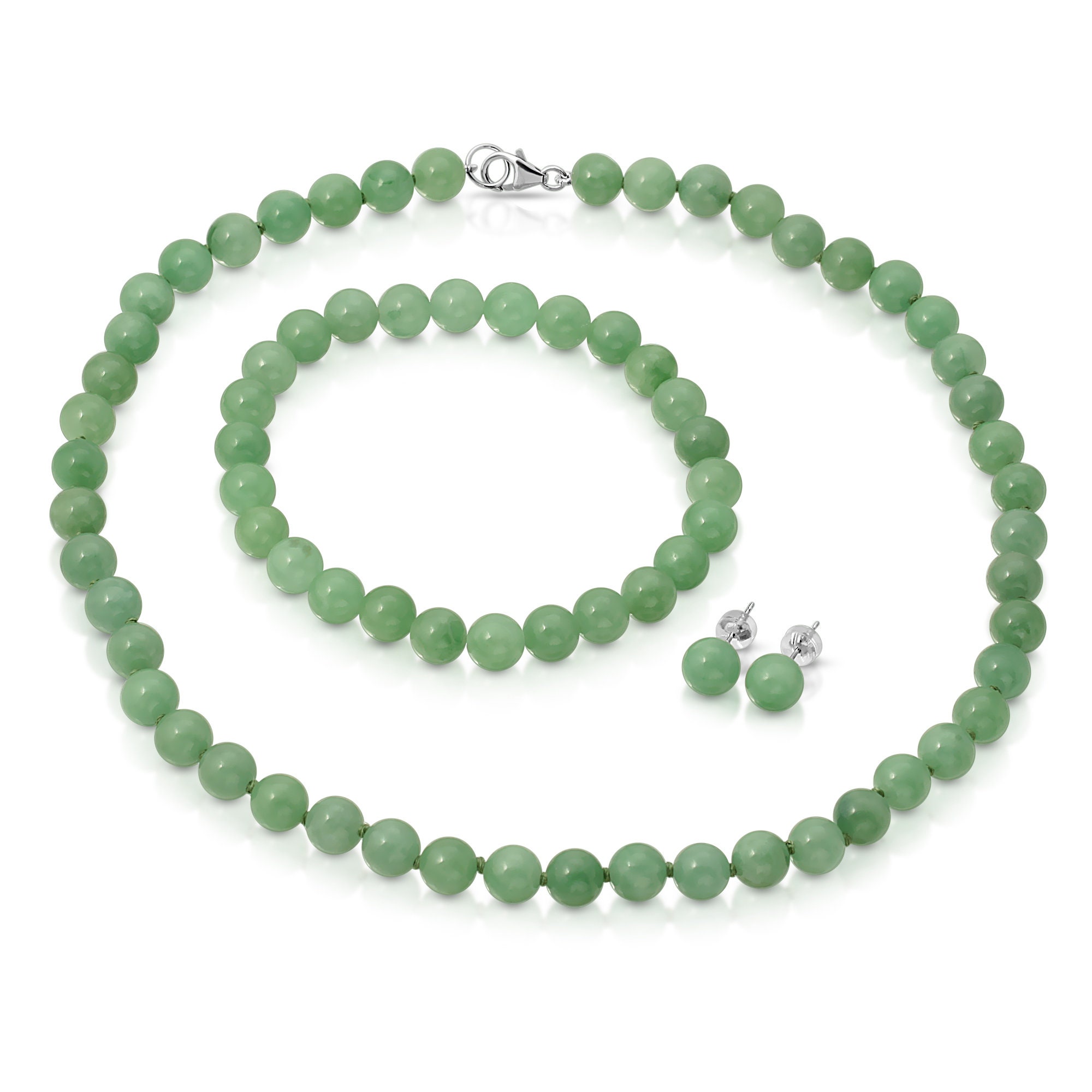 Natural Jade Jewelry Set, Green Jewelry Set, Jade Earrings, Jade ...