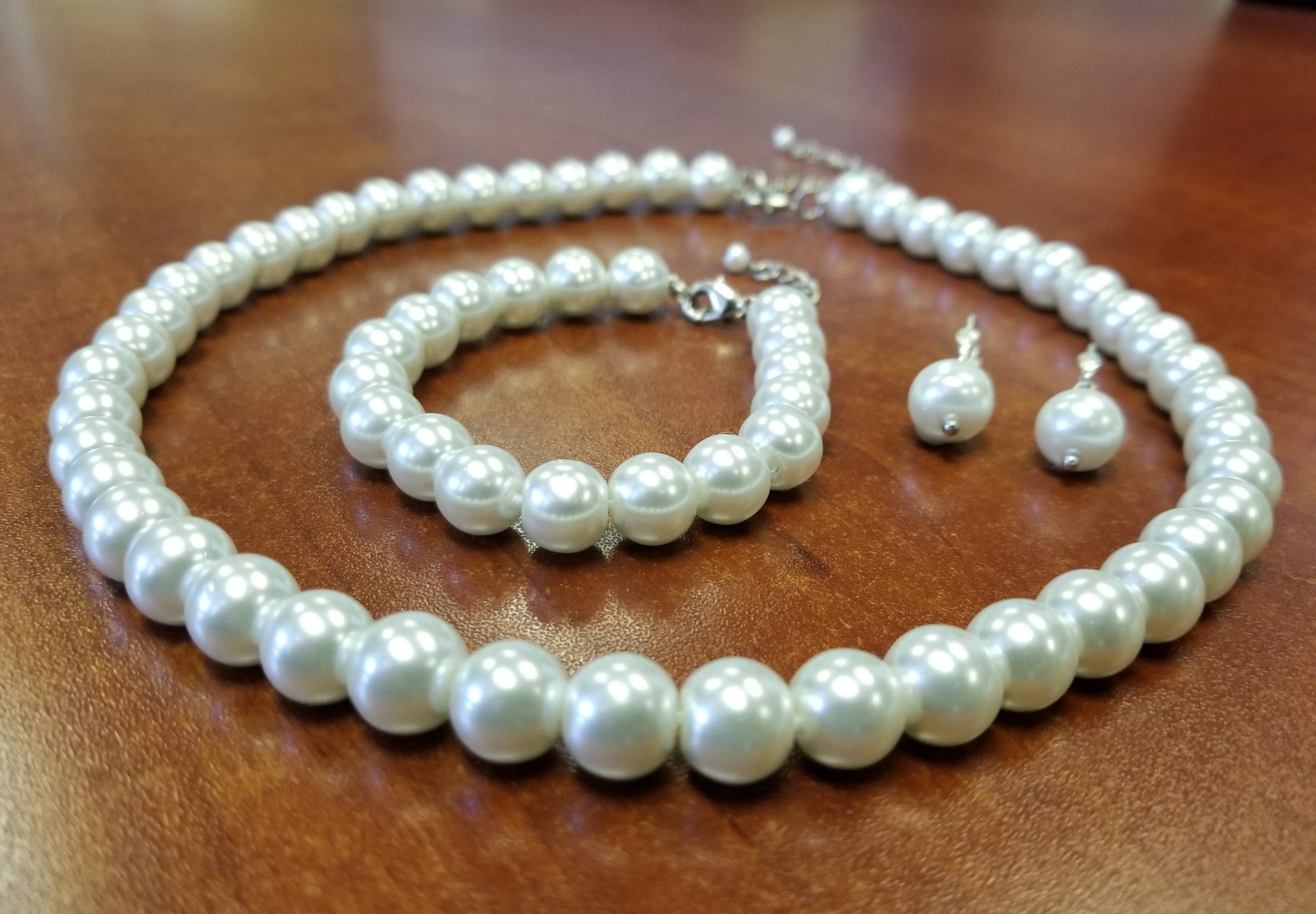 Pearl Set Pearl Necklace Pearl Bracelet Pearl | Etsy
