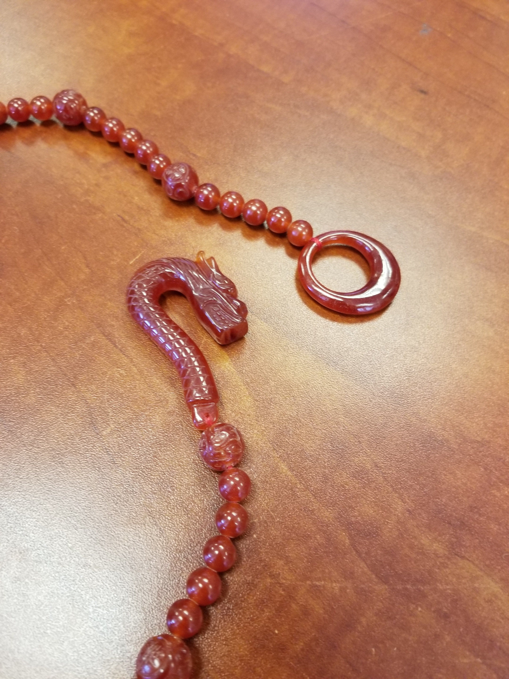 Vintage Carved Red Jade Necklace Dragon Toggle Clasp - Etsy