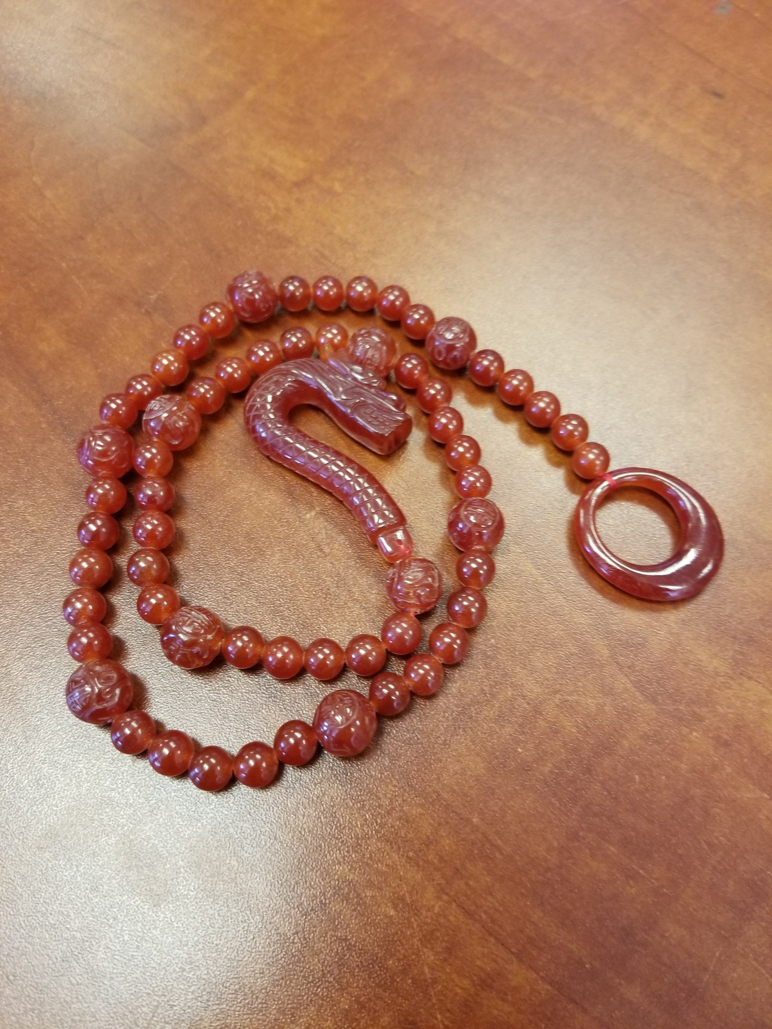 Vintage Carved Red Jade Necklace Dragon Toggle Clasp - Etsy