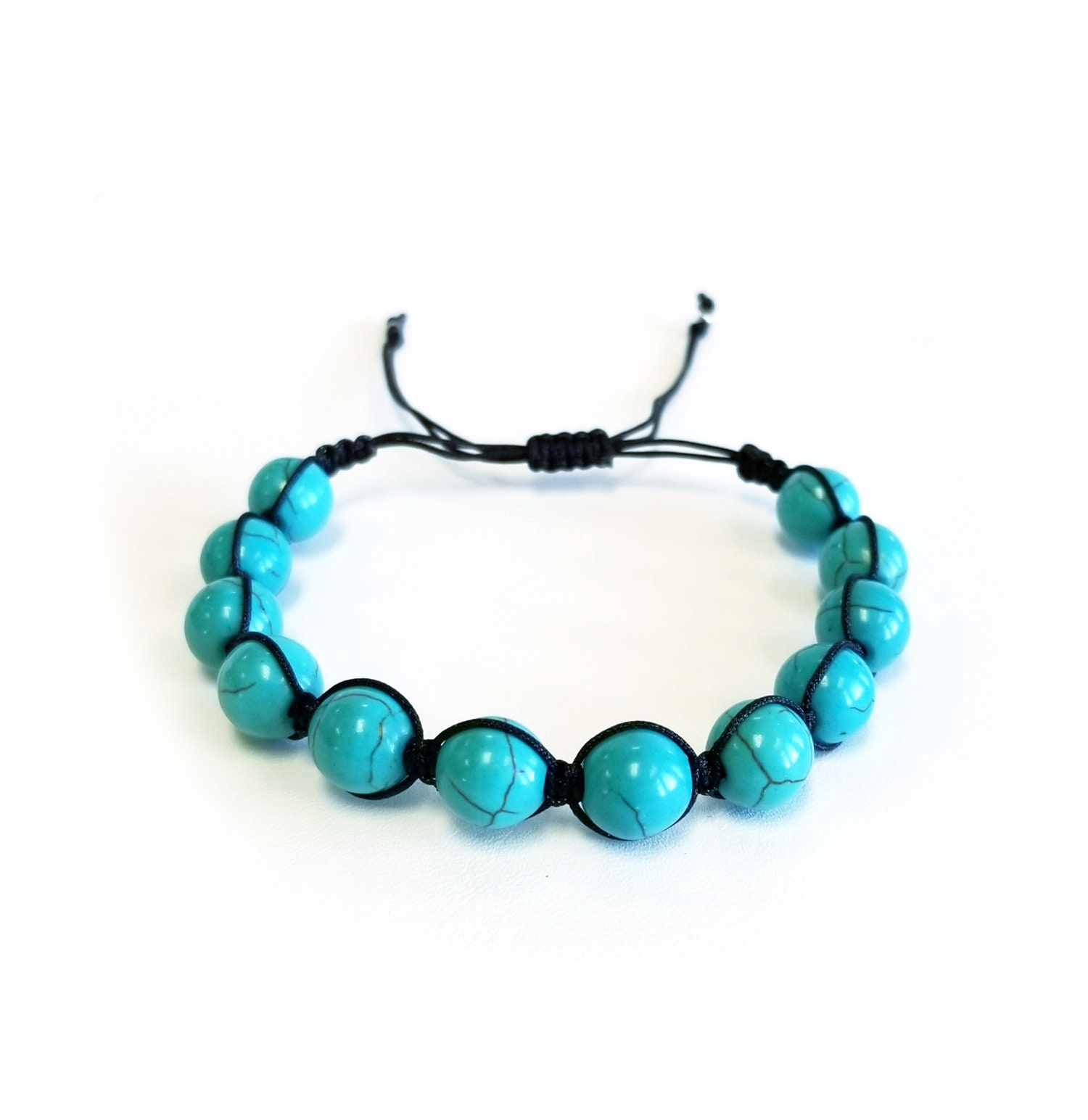 Set of Two Turquoise Beads Shamballa Macrame Woven Beaded Jewelry ...