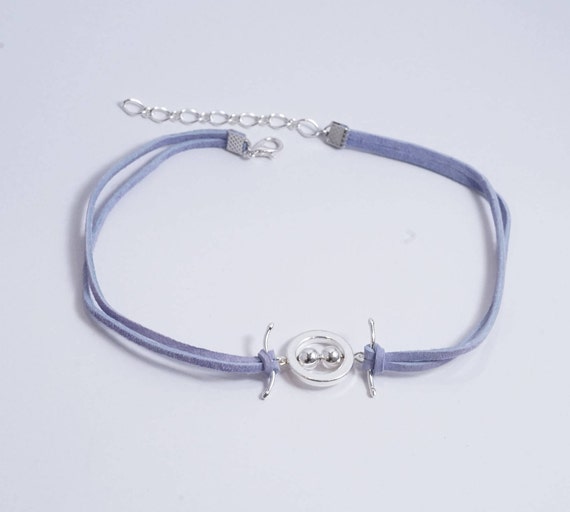 Silver Plated Pendant on a Suede Choker | Etsy