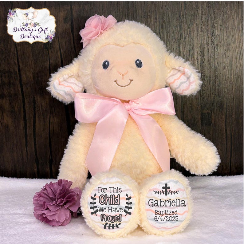 Baptism Lamb, Personalized Baptism Gift, Stuffed Lamb Baptized Gift ...