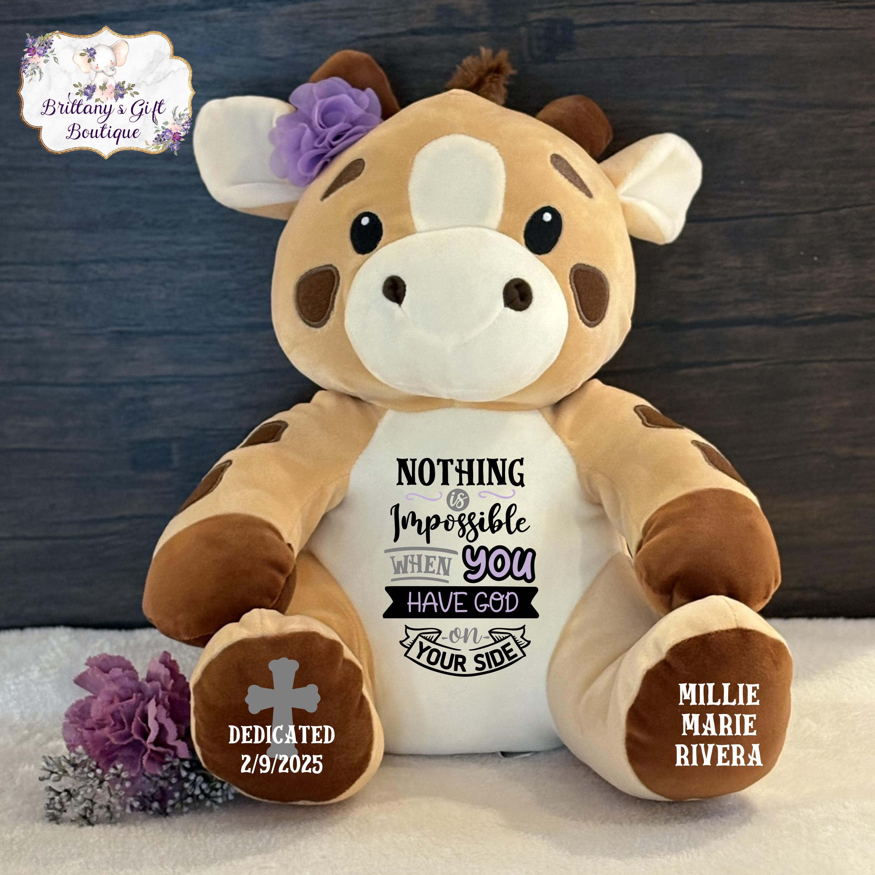 Personalized Giraffe Plush: Baby Baptism Gift, Dedication Keepsake - Etsy