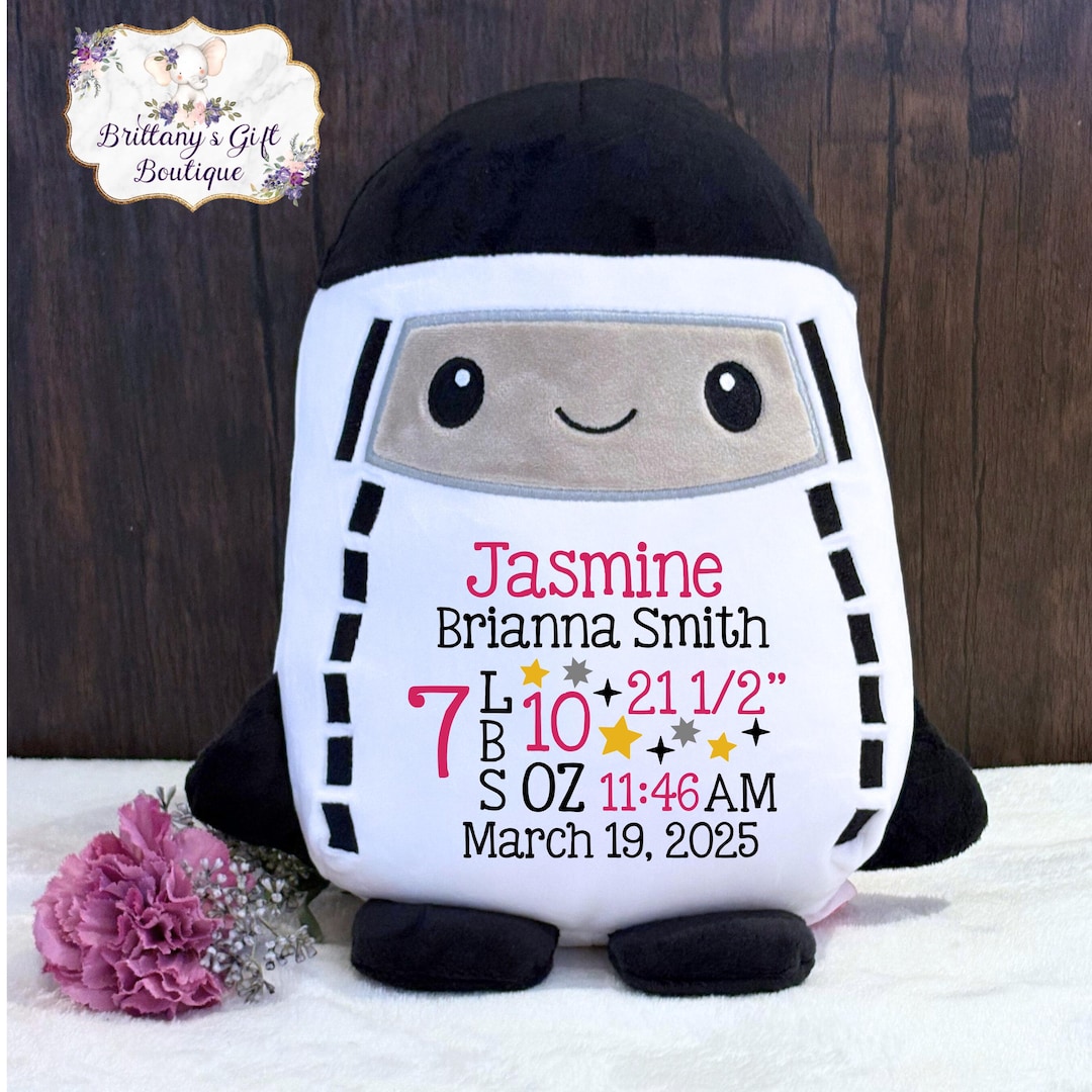 Plush Rocket Ship Baby Gift, Plush Spaceship Birth Stats, Space Birth ...