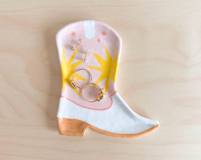 Star Cowboy Boot, Jewelry Ring Trinket Dish, Ceramic Clay Pottery ...