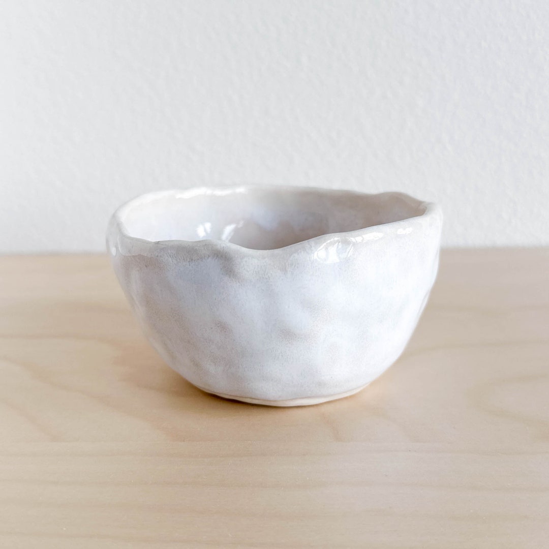 Small Pink and White Bowl, Ceramic Clay, Pinch Pottery, Neutral Color ...