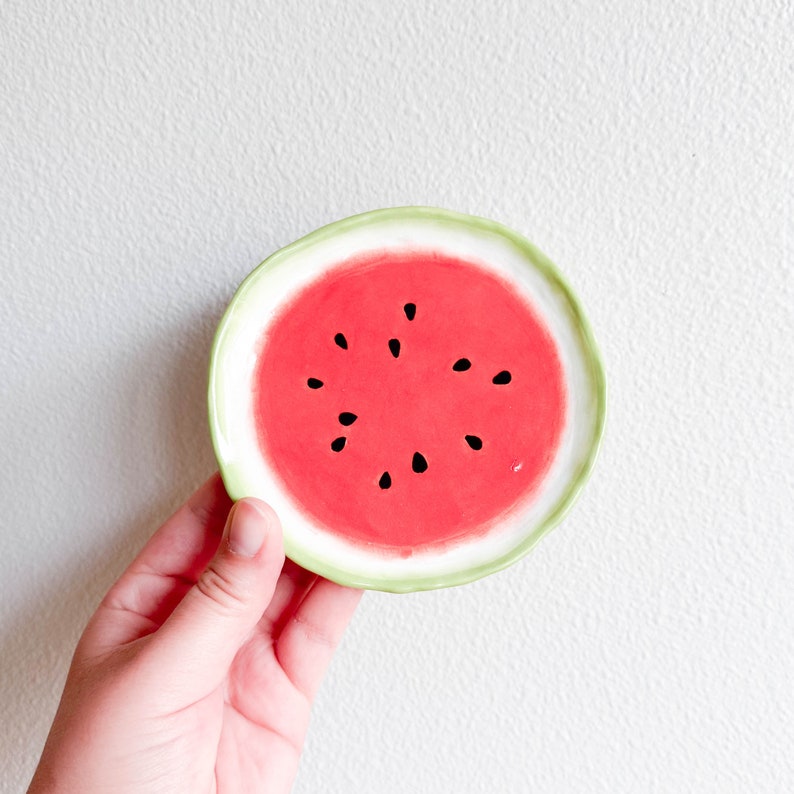 Small Jewelry Dish, Handmade Ceramic, Watermelon Plate, Pottery Art ...