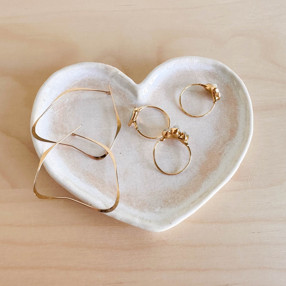 Light Pink Heart Dish, Pastel Color Tray, Ceramic Clay, Handmade ...