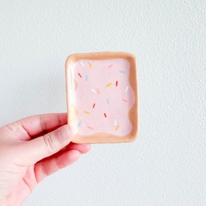 Pink Toaster Pastry, Trinket Dish, Handmade, Ceramic Pottery, Gift for ...