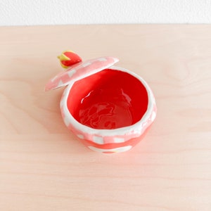 Strawberry Jam Jar Container, Ceramic Clay Pottery, Handmade, Gift for ...