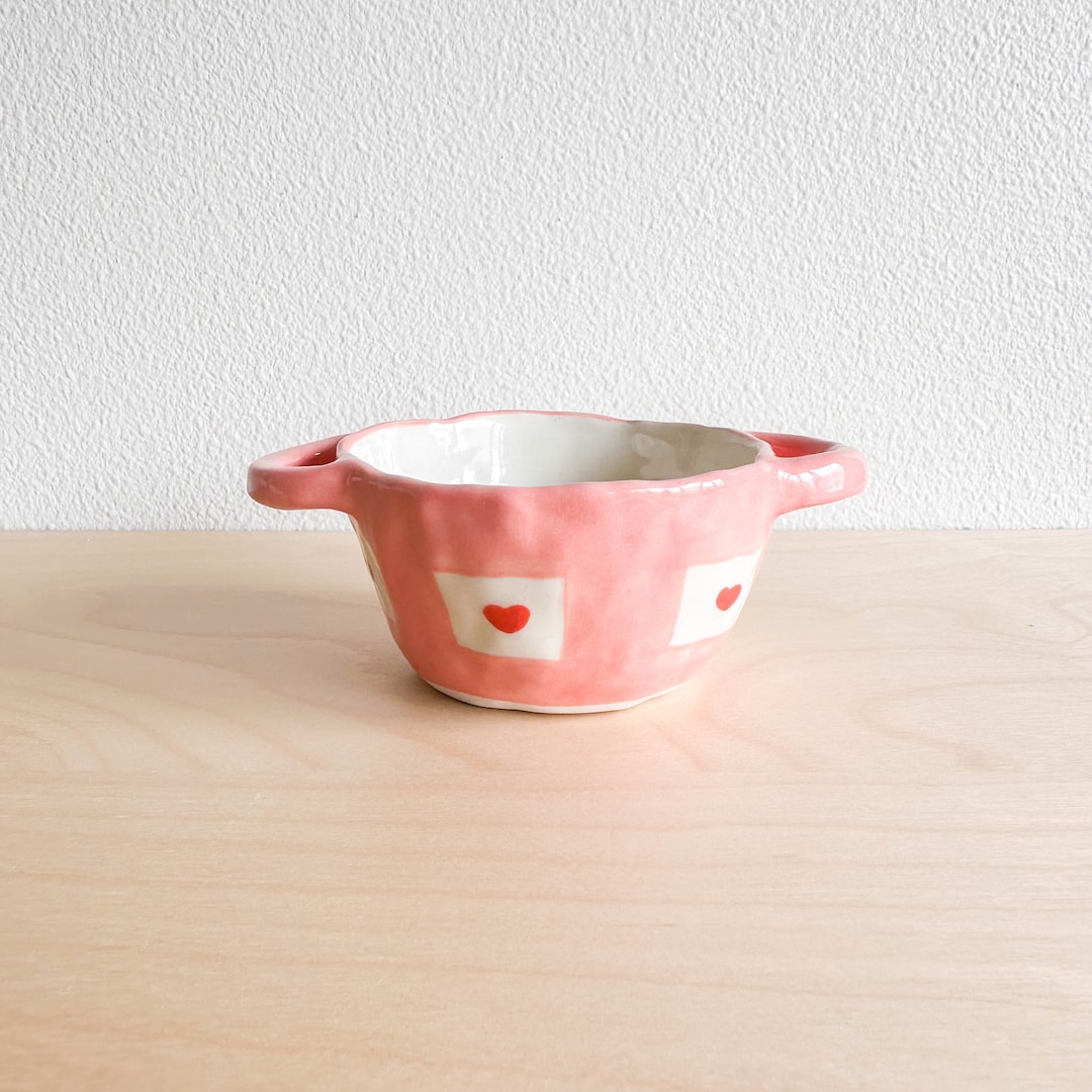 Small Pink Heart Bowl, Ceramic Pottery, Handmade, Cute Fun Quirky, Gift ...