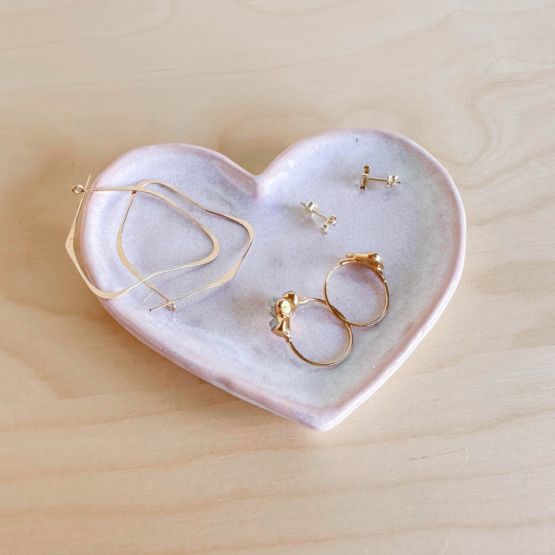 Purple Pink Heart Dish, Handmade Ceramics, Pastel Trinket Plate ...