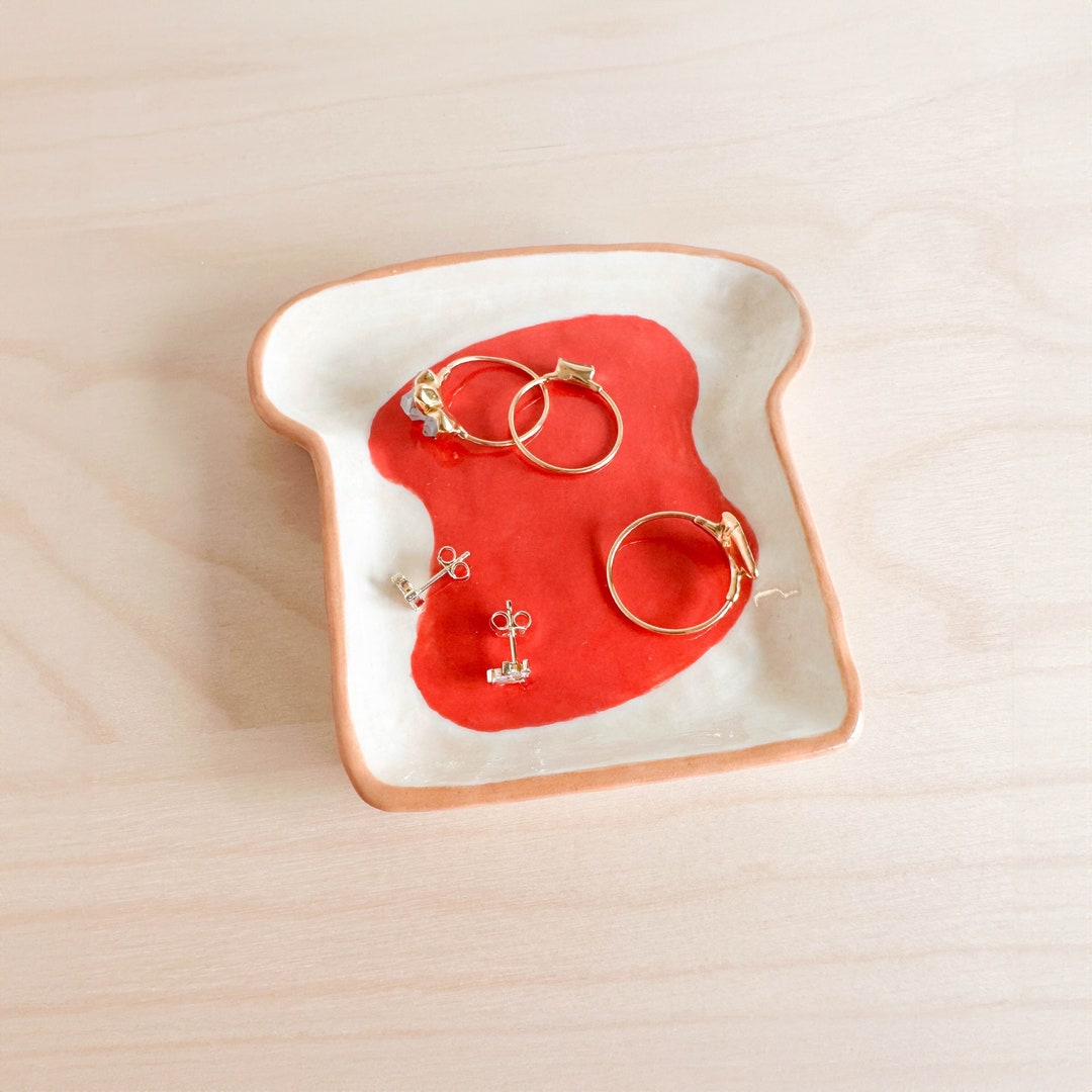 Strawberry Toast Dish, Pottery Ceramic Clay, Handmade, Decorative Plate ...