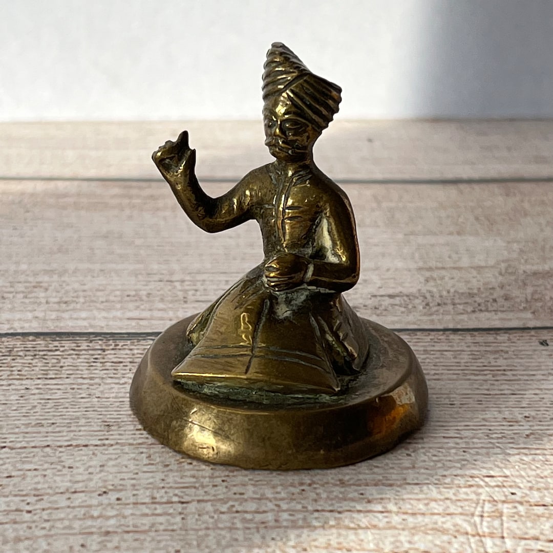 Vintage Small, Miniature Indian Figurine, Brass or Bronze, Sikh or Guru ...