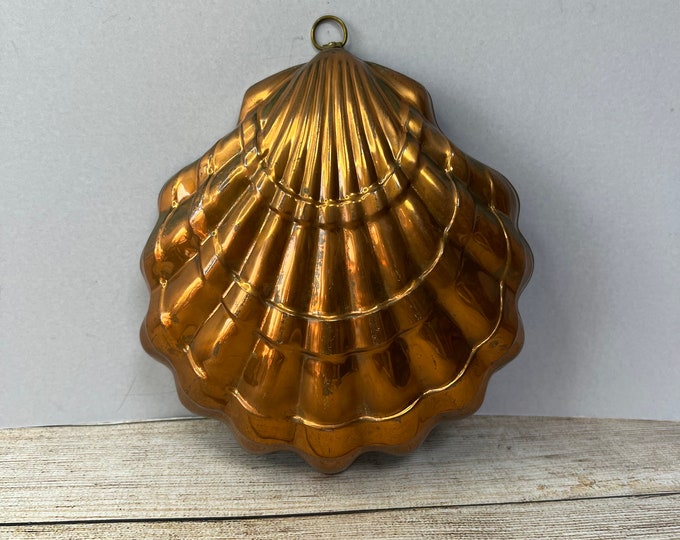 Vintage Copper Metal Seashell, Scallop Shell Mould, Tinned Interior ...